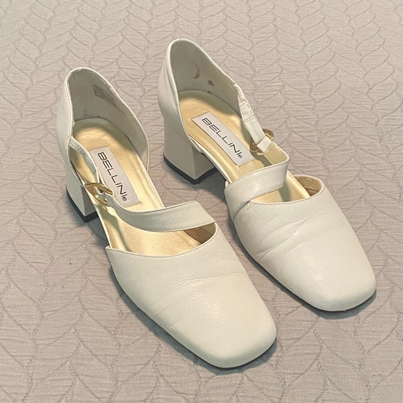 Bellini | Shoes | Vintage White Bellini Block Heels | Poshmark